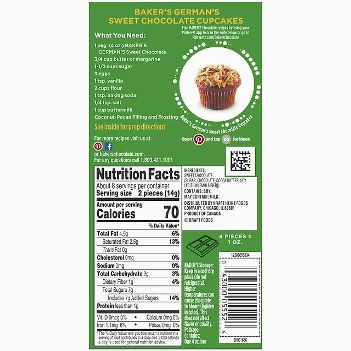 Bakers Sweet German Chocolate, 4 oz