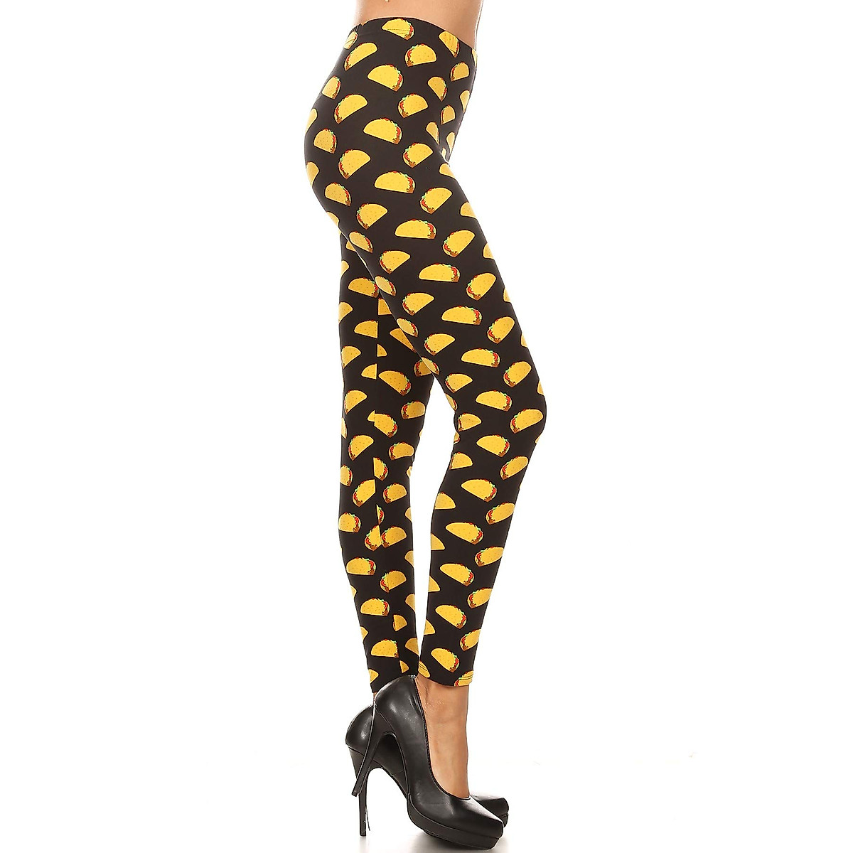 Leggings Depot High Waisted Camouflage & Multiple Print Leggings for Women-Full Length-S502, Taco Mia, One Size