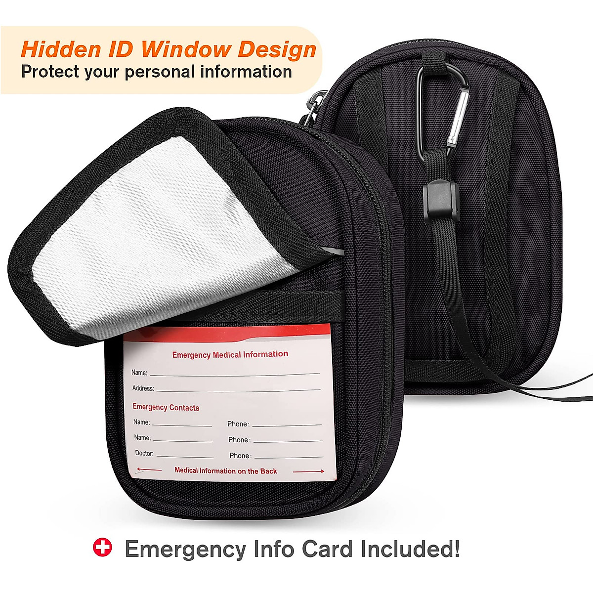 SITHON Insulated Medicine Carrying Case Bag - Small Travel Medication Organizer Emergency Medical Pouch Holds Auvi Q, Nasal Spray, Allergy Meds, Asthma Inhaler Case, Black