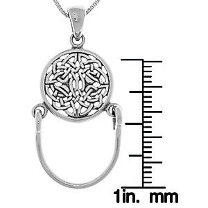 Jewelry Trends Sterling Silver Celtic Knotwork Charm Holder Round Pendant Necklace 18"