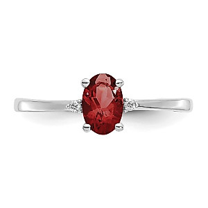 IceCarats 10K White Gold Diamond Red Garnet Ring Gemstone Band April January Birthstone Jewelry Size 6