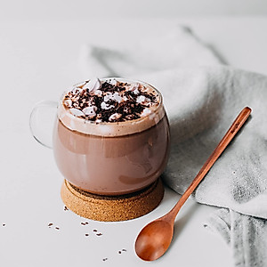 HengDu Wooden Spoons for Eating，9.06 inch Japanese Korean Log Unspliced Dinner Spoon Set of 5