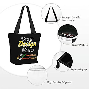 Aziucteh Personalized Tote Bag For Women Custom Tote Bag Customized Your Own Photo Picture Text Name Logo Custom Tote Handbags Custom Bag For Work Beach Travel Business Gifts for Girlfriend