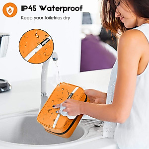 dopobo Travel Toiletry Bag for Women, Dopp Kit for Men, Waterproof Makeup Bag Shaving Bag with Hanging Hook, Portable Toiletry Organizer for Traveling and Camping (Orange)