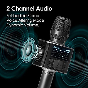 M100 - Bluetooth Karaoke Microphone - Carpool Karaoke Microphone - Bluetooth Microphone Wireless - Portable Handheld Karaoke Mic and Speaker with LED Screen - Wireless Microphones for Kids and Adults