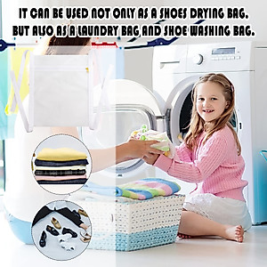 Sneaker Wash & Dry Net Bag for Dryer,15.7x13.8 Inch Large HoneyComber Mesh Bags with Zipper and Strap for Shoes, Clothing, Laundry Reused Bag Tool (Large) (white)