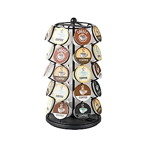 Nifty Coffee Pod Carousel – Compatible with K-Cups, 35 Pack Storage, Spins 360-Degrees, Lazy Susan Platform, Modern Black Design, Home or Office Kitchen Counter Organizer
