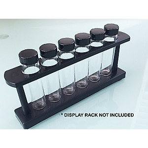6-Pack of 3.75" inch, 8 Dram / 1 oz / 30 mL, Clear Glass Sample Storage Cosmetic Herb Spice Specimen Vial Container w/Black Screw on Caps