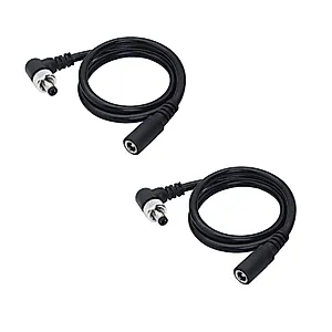 SinLoon 2 Pack DC Extension Cable 90 Degree DC Power Adapter Plug 5.5mm x 2.1mm Male to Female Extension Wire with Lock Nut for DC 12V Power Adapter, CCTV Security Camera (0.5M/1.65FT)