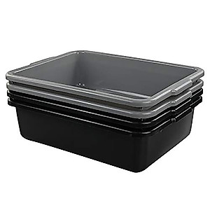 Lesbin 13 L Plastic Commercial Tote Box, Bus Tubs/Bus Box, 4-Pack