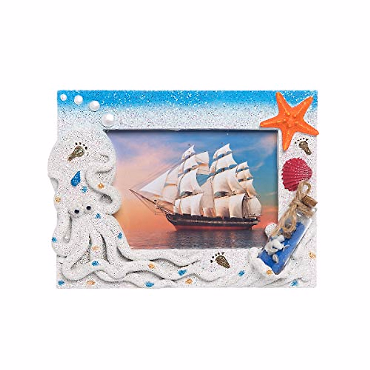 Beachcombers Octopus Photo Frame Picture Holder For Wall Shelf Or Tabletop Decor Decoration 8.27" x 6.1" x 1.18" Multi