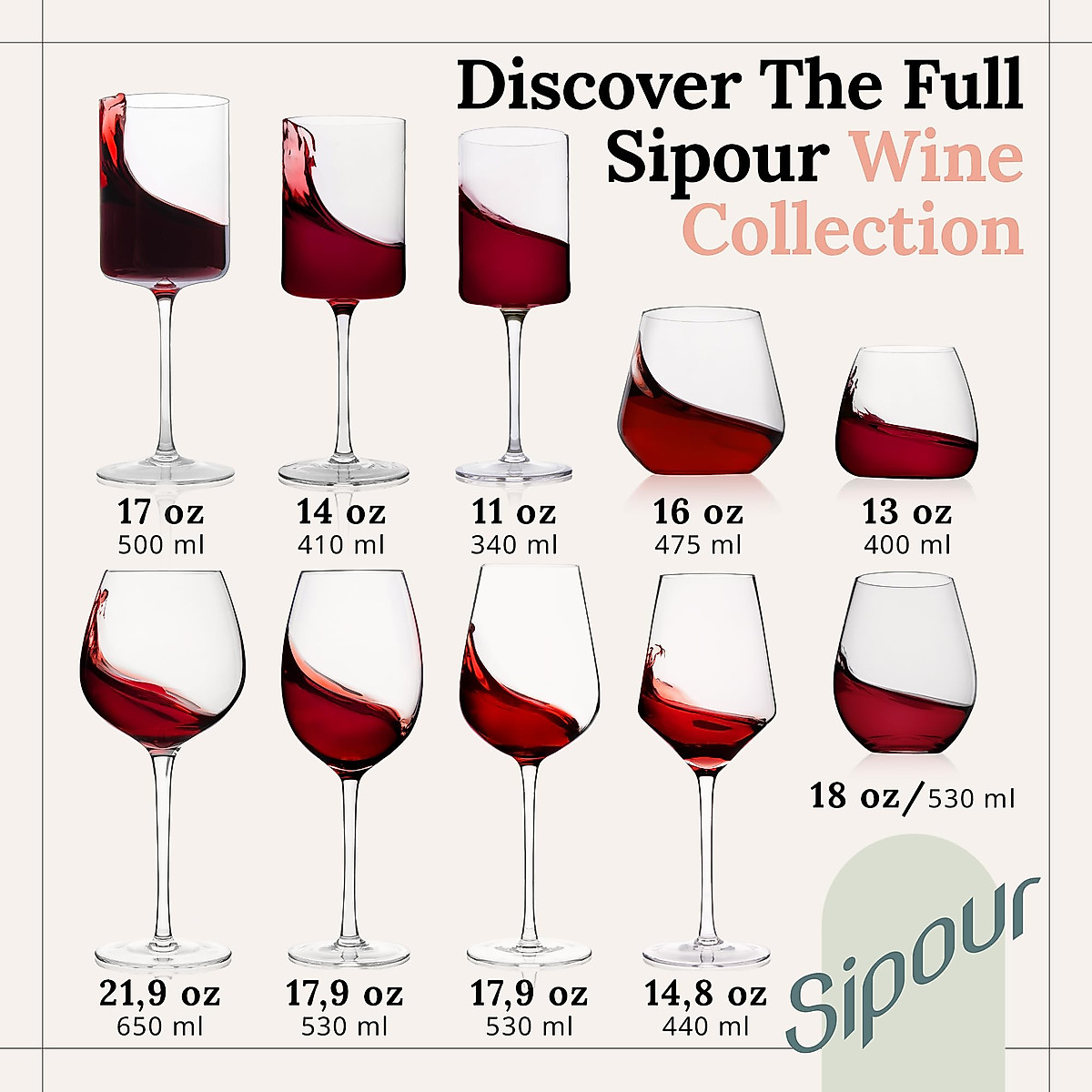 Wine Glasses Set of 4 – 22oz Elegant Wine Glass Gift Set – Modern Long Stem Crystal Wine Glasses for White & Red Wine – Hand Blown Lead-Free White Wine Glass Set for Restaurant & Home Bar Use