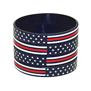 Great 1 Thin Red Line American Flag Silicone Stretchable Bracelet 4-Pack - Fireman Firefighter