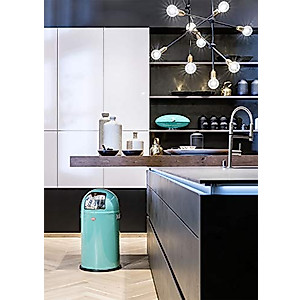 Wesco Pushboy-German Made-Push Door Trash Can, Powder Coated Steel, 13.2 Gallon / 50L, Lemon Yellow