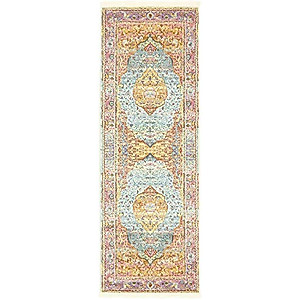 Unique Loom Baracoa Collection Area Rug - Miramar (2' 2" x 6' 1" Runner, Light Blue/ Blue)