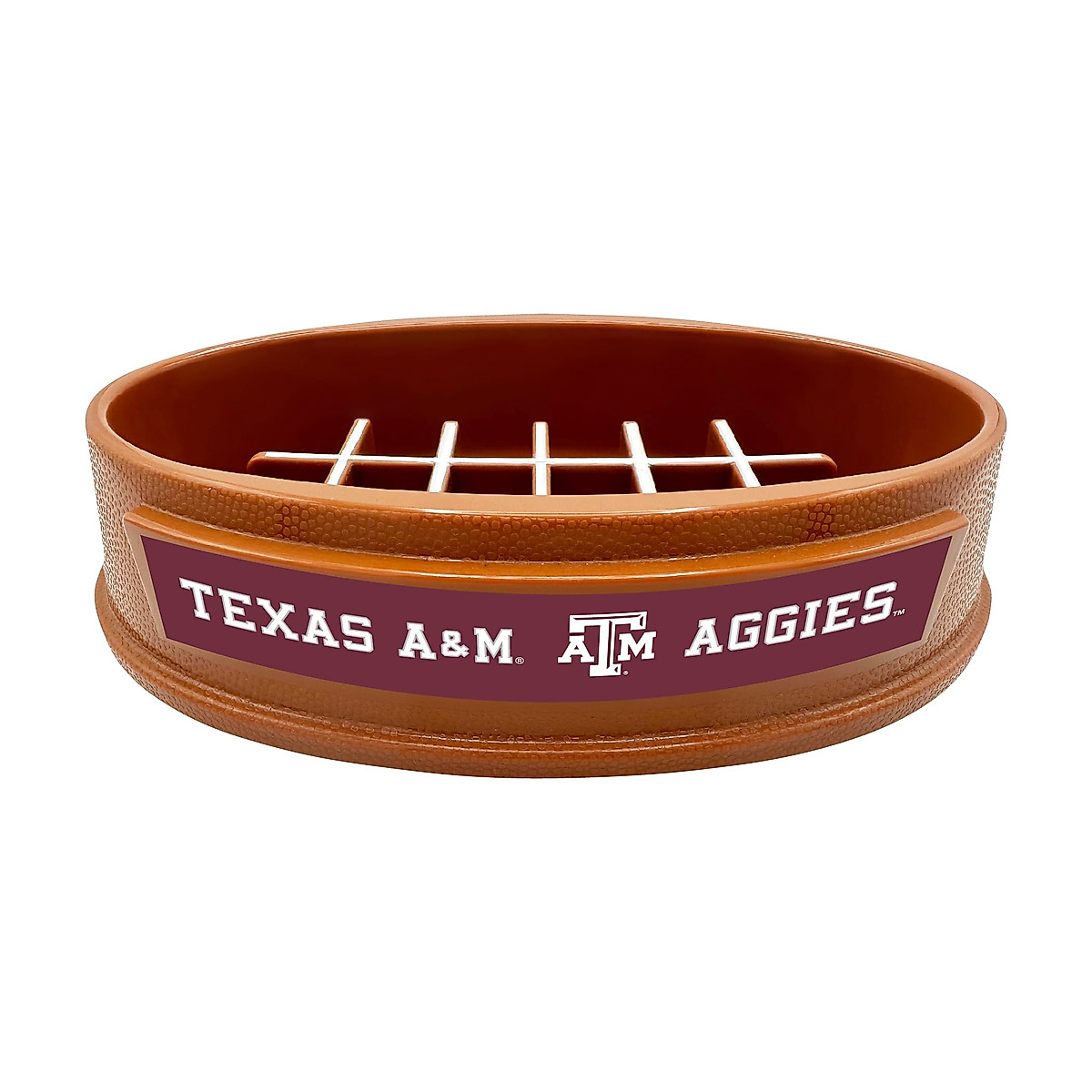 NCAA Super-Bowl - Texas A&M Slow Feeder Dog Bowl. Football Design Slow Feeding Cat Bowl for Healthy Digestion. Non-Slip Pet Bowl for Large & Small Dogs & Cats