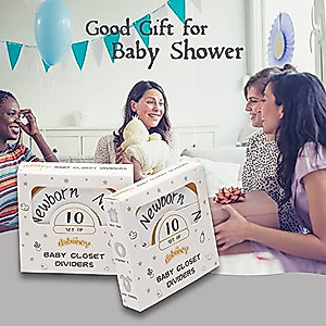 Baby Closet Dividers - Set of 10 from Newborn to Toddler and 2 Blanks with Colored Box,Baby Size Divider Fits 1.65" Rod- [White Unisex]