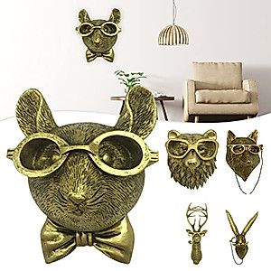 Fdit Head Wall Decor, Wall Art Decor Deer Head Wall Hanging, Home Decor Waterproof Bronzed Resin Animal Hanging Sculpture Sunscreen Animal Head Wall Hanging Ornaments (Rabbit)