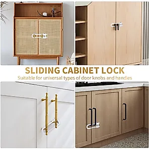 4 Pack U-Shaped Sliding Cabinet Locks Multifunctional Child Safety Lock Adjustable Baby Proof Clips for Home Cabinets Refrigerator Doors Cabinet Knobs and Window Handles