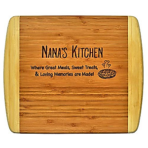 NANA GIFT- Engraved 2-Tone Bamboo Cutting Board - 2-Sided Design Engraved Side Designed For Decor Reverse Side For Usage – Best Grandma Ever Birthday Mother’s Day Christmas (11 1/2 x 13 1/2)