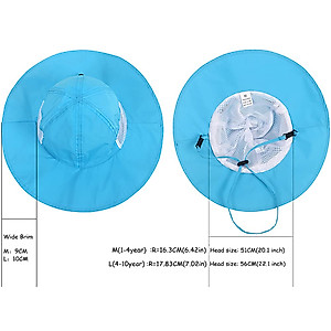 Baby Sun Hat Boys Girls Bucket Hat Sun UPF 50+ Protection Hats Wide Brim Kid Beach Summer Cap (Blue, 4~10Years)