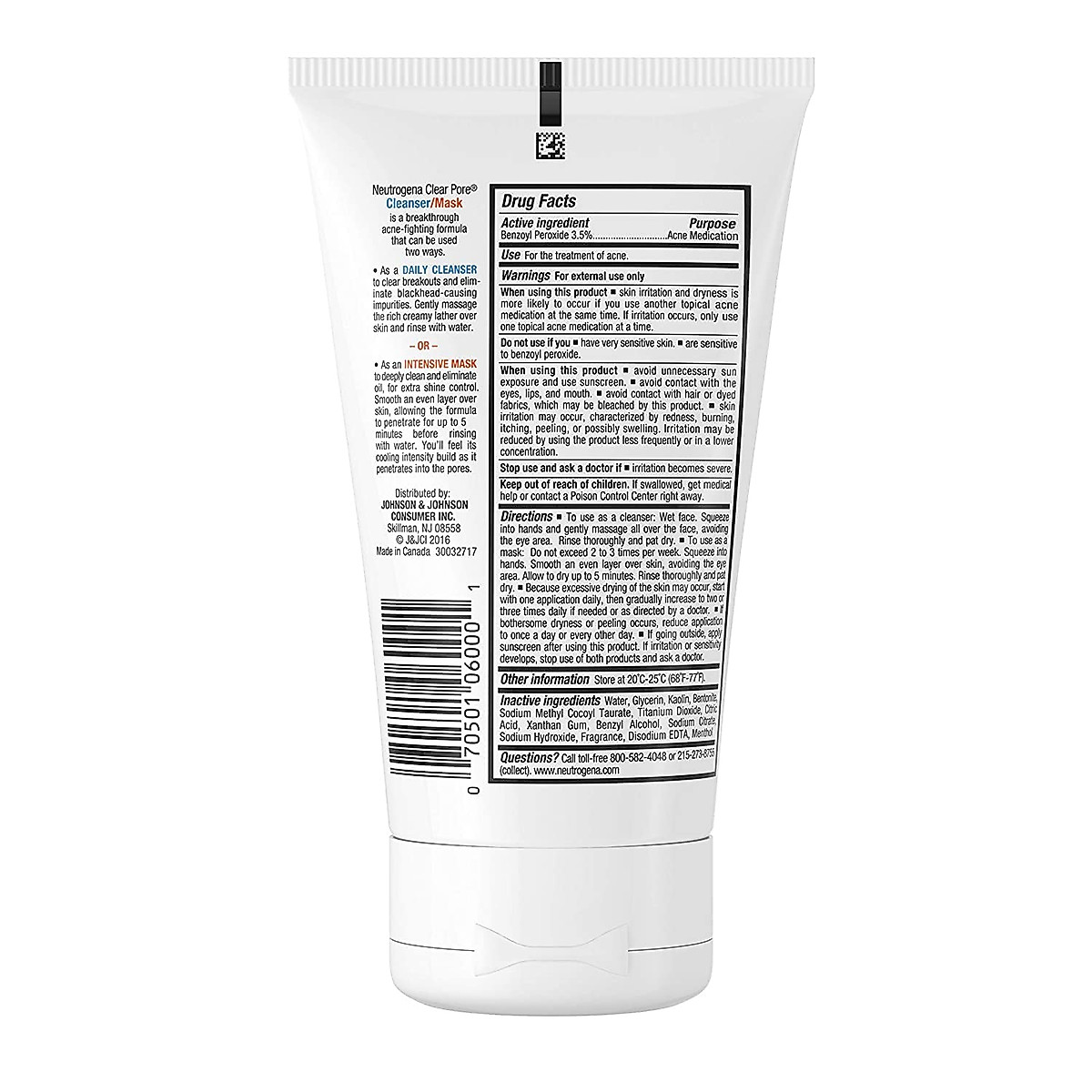Neutrogena Clear Pore Cleanser/Mask 4.20 oz (Pack of 2)