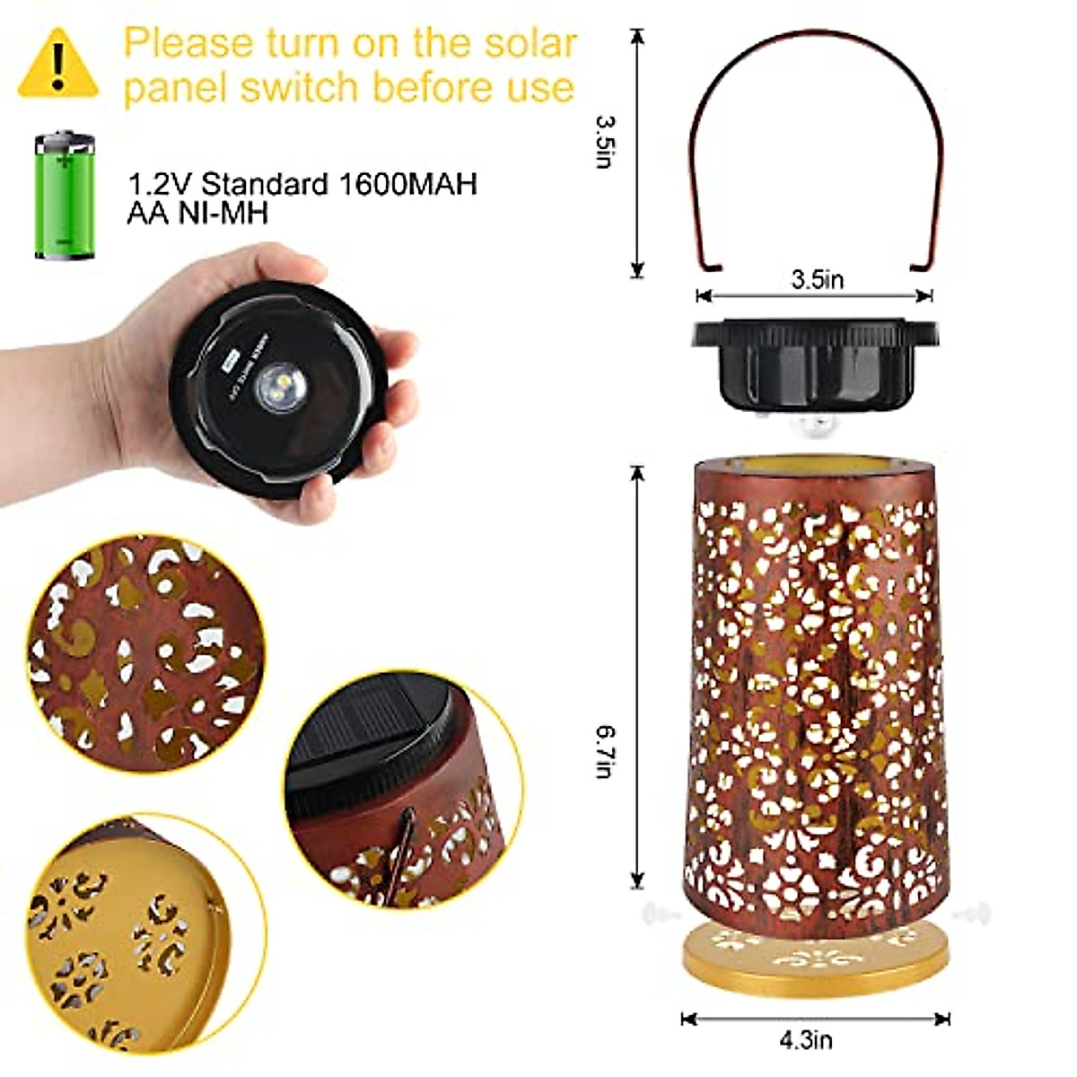 Green Convenience Solar Lanterns Outdoor 2 Pack Outdoor Solar Hanging Lantern Lights,LED Solar Light with Handle Waterproof Outdoor Solar Lanterns,for Table Patio Yard Pathway Christmas