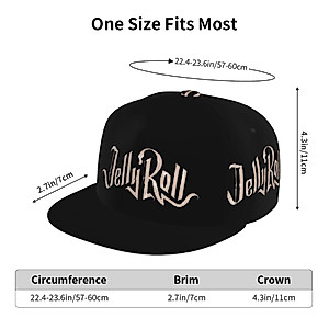 YEACITY Jelly Music Roll Unisex Hip Hop Flat Bill Brim Baseball Cap Adjustable Trucker Hats for Men Women Teens Black