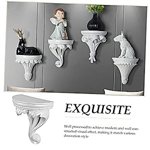 Cabilock Household All Holder Decorative Rack Living Pot Stand Shelves Art Room White Display Kitchen for Resin Baroque Wall-Mounted Retro Bookshelf Style Wall Flower Decoration Bracket