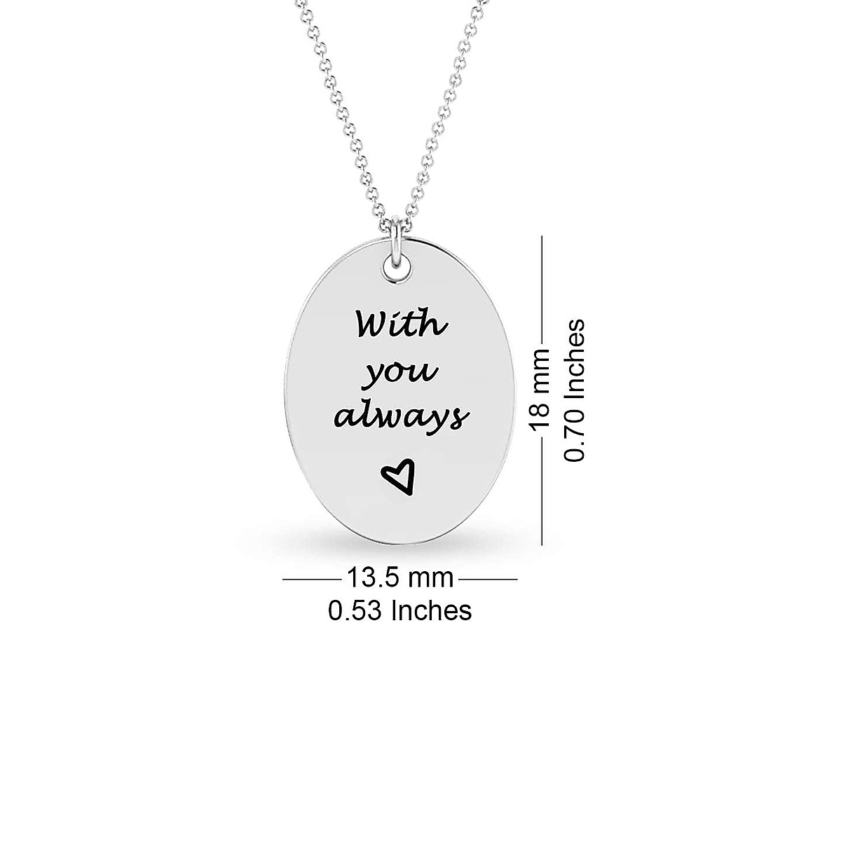 LeCalla Personalized Memorial Thumbprint Necklace Engraved Oval Pendant Custom Message with Fingerprint For Women and Teen Girls