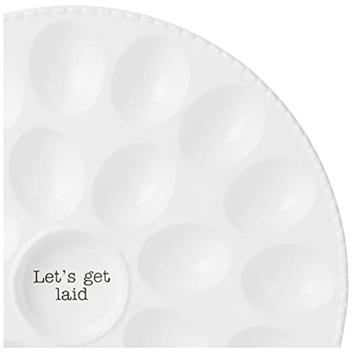 Mud Pie Deviled Egg Dolomite Pedestal Platter, White