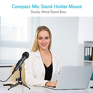 Pyle Desktop Tripod Microphone Stand - Adjustable Height 4.7'' to 8.7'' Inch High with Heavy Duty Clutch Support Weight 5 Lbs. - Ideal for Recording Podcast or Desktop Application PMKSDT25
