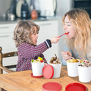 CasaVibe Ice Cream Containers for Homemade Ice Cream (2 Pcs) - Reusable Ice Cream Storage Containers for Freezer - Leak-Free Ice Cream Containers with Lids (Silicone), Red