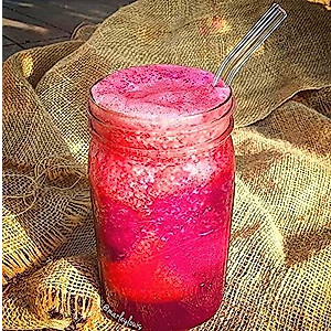 8 Pack Reusable Glass Drinking Straws - 10" x 10 mm - Smoothie Straws for Milkshakes, Frozen Drinks, Smoothies, Bubble Tea - Environmentally Friendly