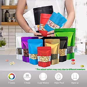 ODDIER 4"x6" 120pcs Smell Proof Mylar Bags for Food Storage, Stand-up Resealable Mylar Bags Food Storage Bags with Matte Window, Foil Pouch Stand-up Bags for Food Self Sealing Storage（Black ）