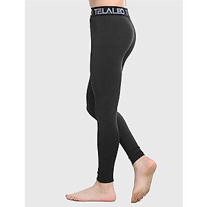 TELALEO 1 Pack Boys' Youth Compression Leggings Pants Tights Athletic Base Layer for Running Hockey Basketball Black S