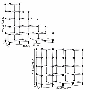 ANWBROAD Cube Storage Organizer 16 Cubes DIY Closet Bookshelf with Space Saving Shoe Rack Plastic Shoe Storage Organizer Unit for Bedroom Closet Office Living Room Hallway Entryway ULCS016T+ULCS16TX