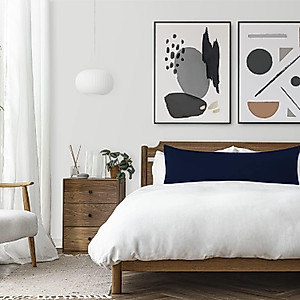 Body Pillowcase Cover 100% Soft Egyptian Cotton with Zipper Closure Pillow Case Set of 1 PC 500 Thread Count Body Pillow Cover 20x72 inch, Navy Blue