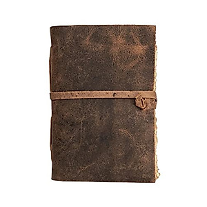 LEATHER VILLAGE - Leather Journal – Vintage Leather Journal – Book of Shadows – Leather Bound Journal – Leather Sketchbook – Antique/Vintage Deckle Edge Handmade Paper of 200 GSM – 8 X 6 inches