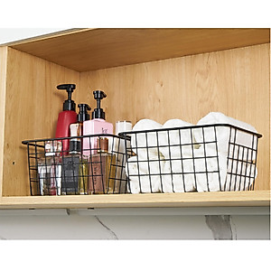 Pantry Organization and Storage 5 Pack , Wire Storage Baskets for Kitchen, Laundry, Garage, Fridge, Bathroom Countertop Organizer,Black