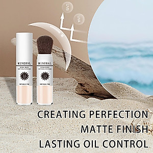 Sunscreen Setting Powder SPF 35, Mineral Brush Powder, Oil Control Natural Matte Finish Loose Powder Translucent Lasting Lightweight Breathable for All Skin (#01 Translucent)