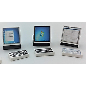 Building Toys Custom Bricks Computers Office Setup Businessman. Set of 5. 2x2 Tiles & Keyboards