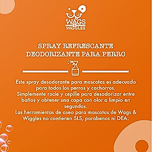 Wags & Wiggles Refresh Dog Deodorizing Spray in Zesty Grapefruit | Long Lasting Dog Grooming Deodorizer Spray | Easy to Use Deodorizing Spray for Dogs to Combat Smelly Dog Odors, 12 Ounces