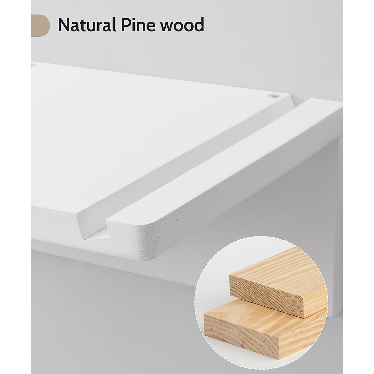 Mazjoaru White Floating Nightstand 16inch, Modern Natural Pine Wood Night Stand Floating Wall Shelves with Phone Slot, Cord Holes, Small Narrow Nightstands Bedside Tables for Bedroom Dorm Bedside