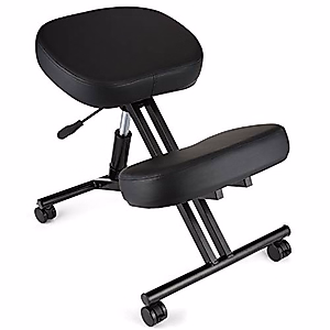Ergonomic Kneeling Chair, Height Adjustable Stool with Thick Foam Cushions and Smooth Gliding Casters for Home and Office - Improve Posture to Relieve Neck & Back Pain, Angled Knee Stool