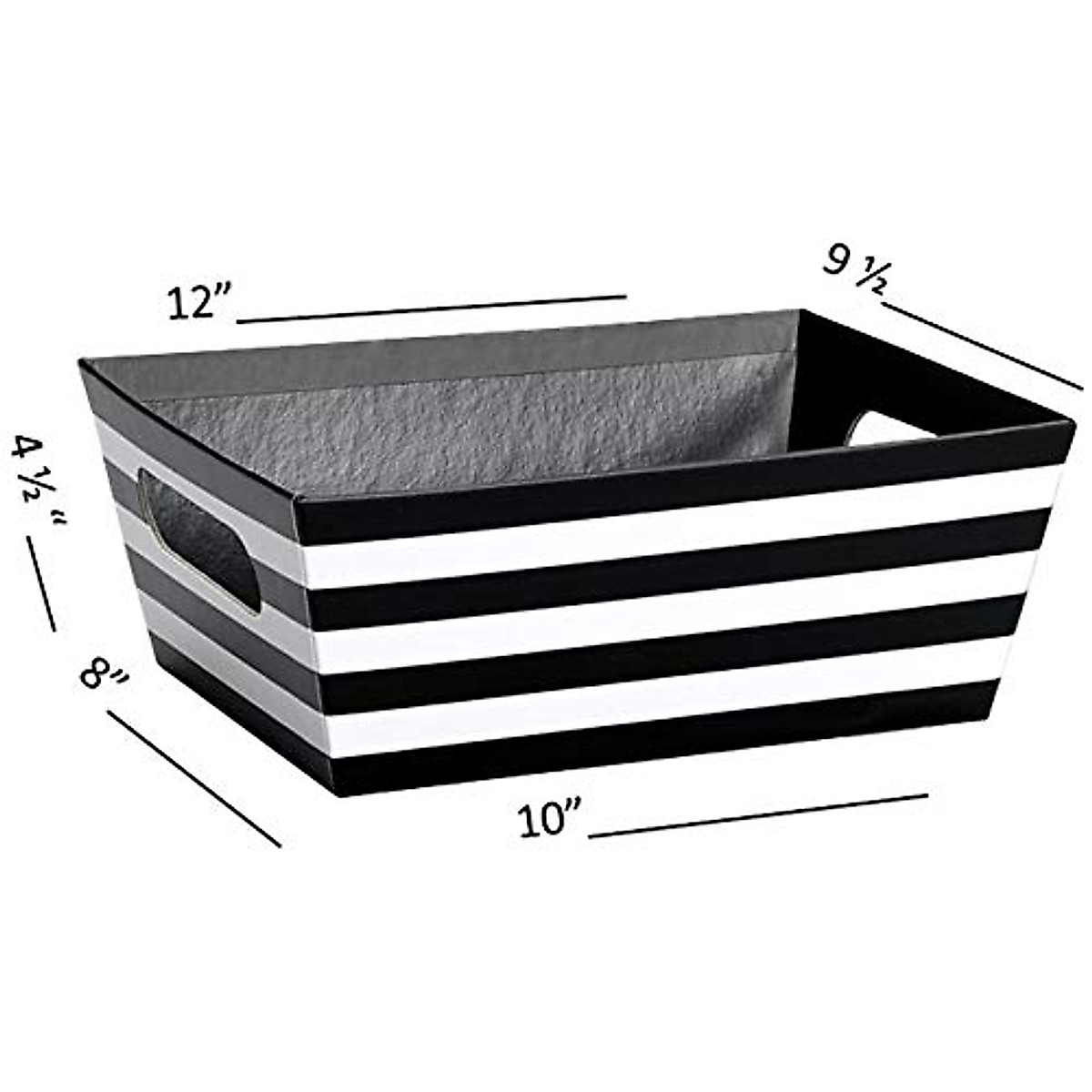 Gift Basket Making Kit Do It Yourself Diy Build Your Own Gift Basket Matching Supplies Market Tray Basket Cellophane Bag Shredded Crinkle Paper Ribbon Pull Bow BLACK AND WHITE STRIPE X-LARGE