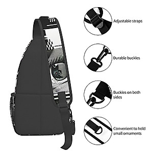 Oupoiey Fashion Trippy Sling Bag for Men and Women, Adjustable Crossbody Bag Shoulder Bag Sling Backpack Chest Bag Travel Hiking Daypacks