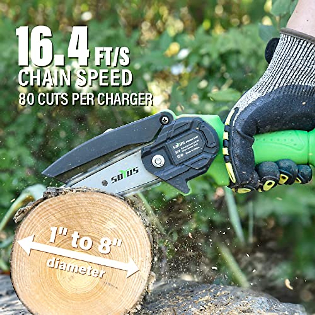 Mini Chainsaw Cordless 4 Inch Mini Chain Saw SOYUS Small Chainsaw with Safety Lock, Rechargeable Mini Lithium Chainsaw Electric Handheld Chainsaw Portable Chain Saw Tree Trimming Branch Wood Cutting