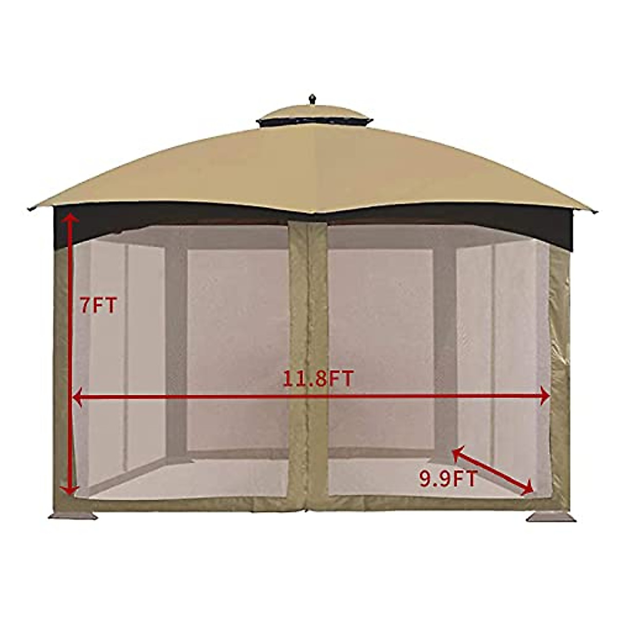 CoastShade Universal Replacement Canopy Mosquito Netting Screen Sidewalls Only for 10' x 12' Gazebo Canopy,Beige