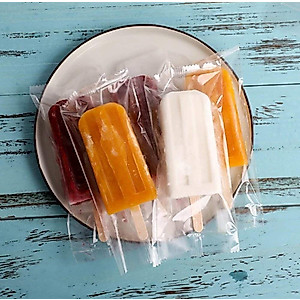 Ice Popsicles Bags Thick Frozen Pops Ice Cream Plastic Wrappers for Candy Food Grade Hot Sealing Packing Containers (200Pcs ,Clear)